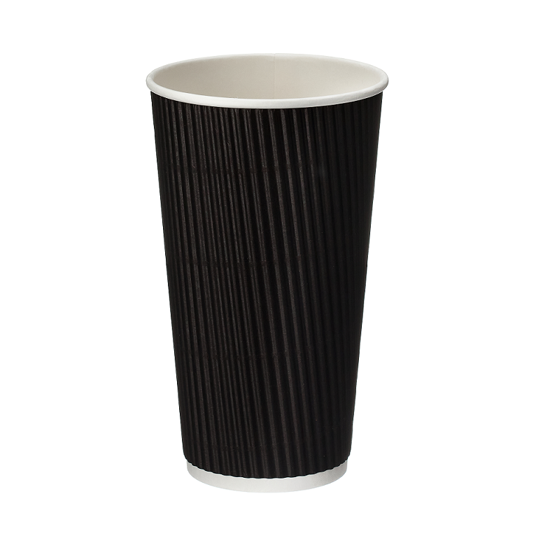 16oz Black Kraft Ripple Cup PE Lined (x500) - Donovan Bros Ltd